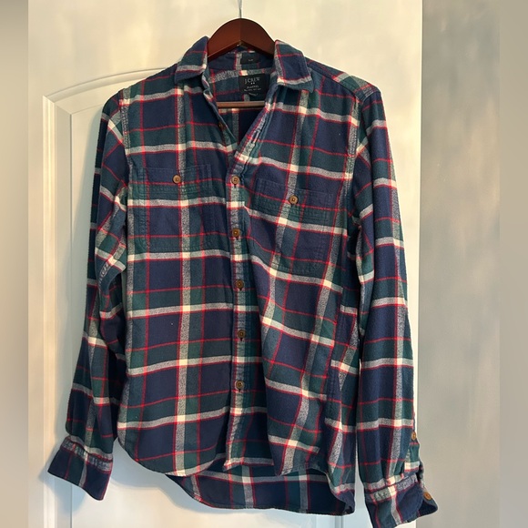 J. Crew | Shirts | Jcrew Plaid Flannel Shirt Navy And Red | Poshmark